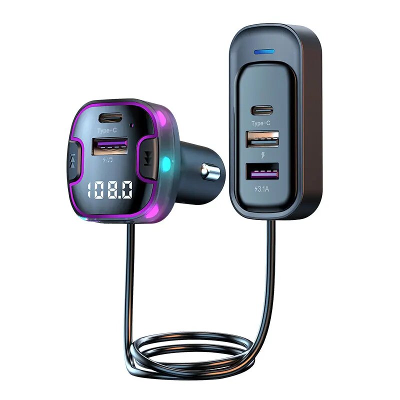 FM-трансмиттер для авто Bluetooth 5.3, CS6-Black, 3.1A, Handsfree