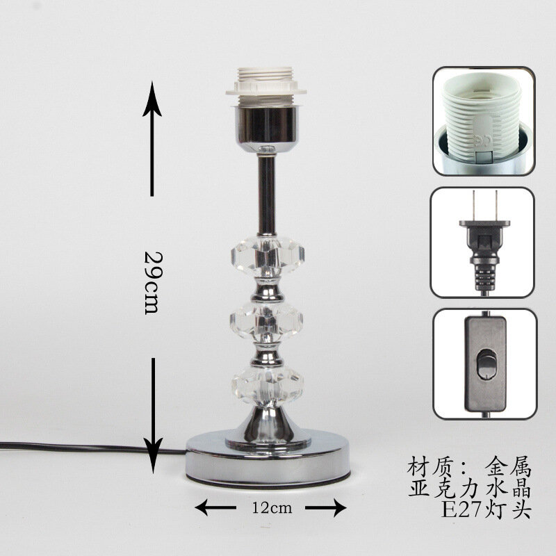 Деревянная подставка для лампы с тремя кристаллами и патроном E27, аксессуар для DIY-ламп