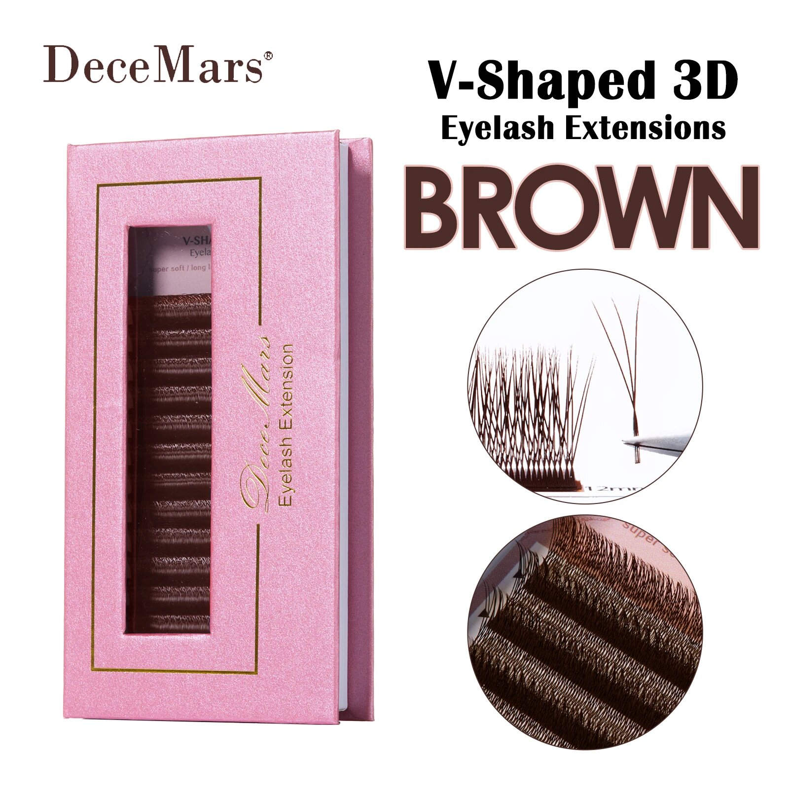 ДесеМарс ресницы накладные 3D D-изгиб 8-15mm Mix коричневые