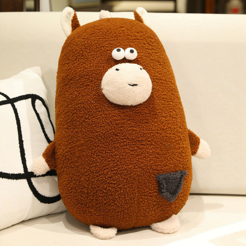 Подушка декоративная с милым животным узором для дивана или кровати из мягкого плюша коричневый