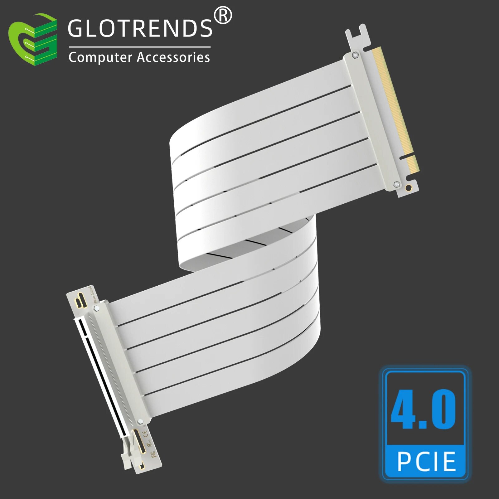 PCIe 4.0 райзер кабель, белый, 100mm