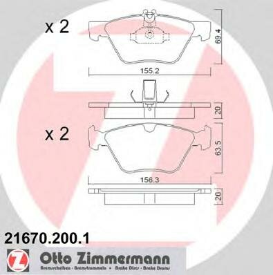 Колодки тормозные пер. MB W169 2.0 CDi 04 ZIMMERMA