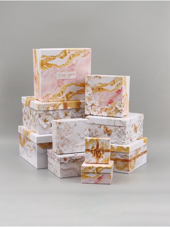 Набор подарочных коробок 10 в 1 «Золотая коллекция», 10.2 × 10.2 × 6‒28.2 × 28.2 × 15 см 10975464