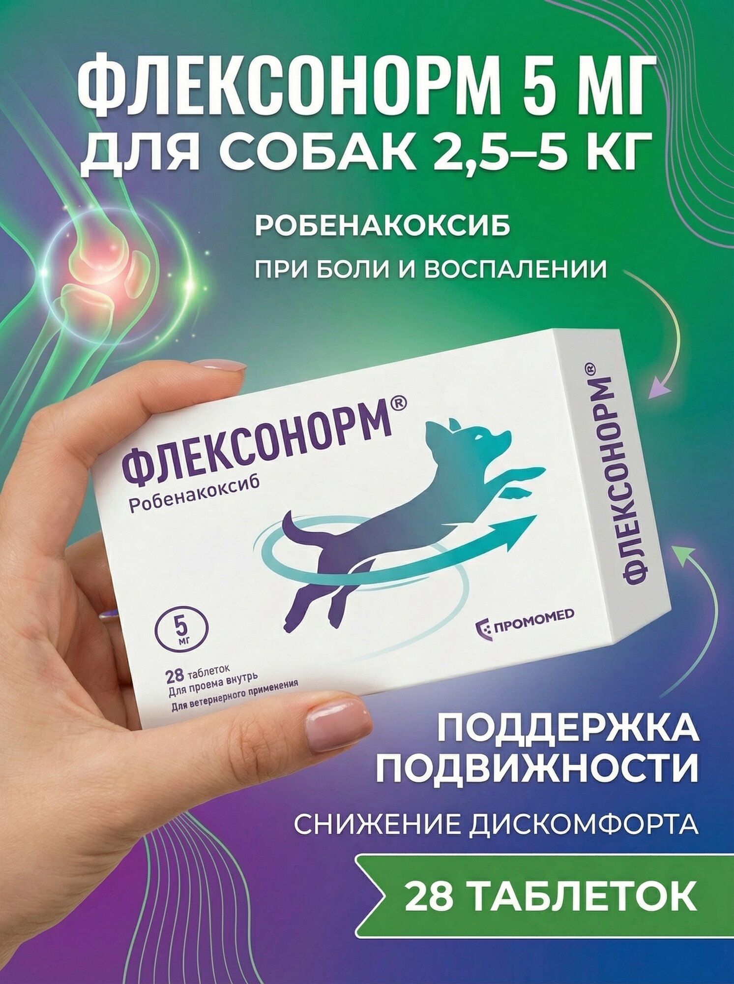 Флексонорм Промомед, для собак, 5 мг - 28табл. противовоспалительный, обезболивающий