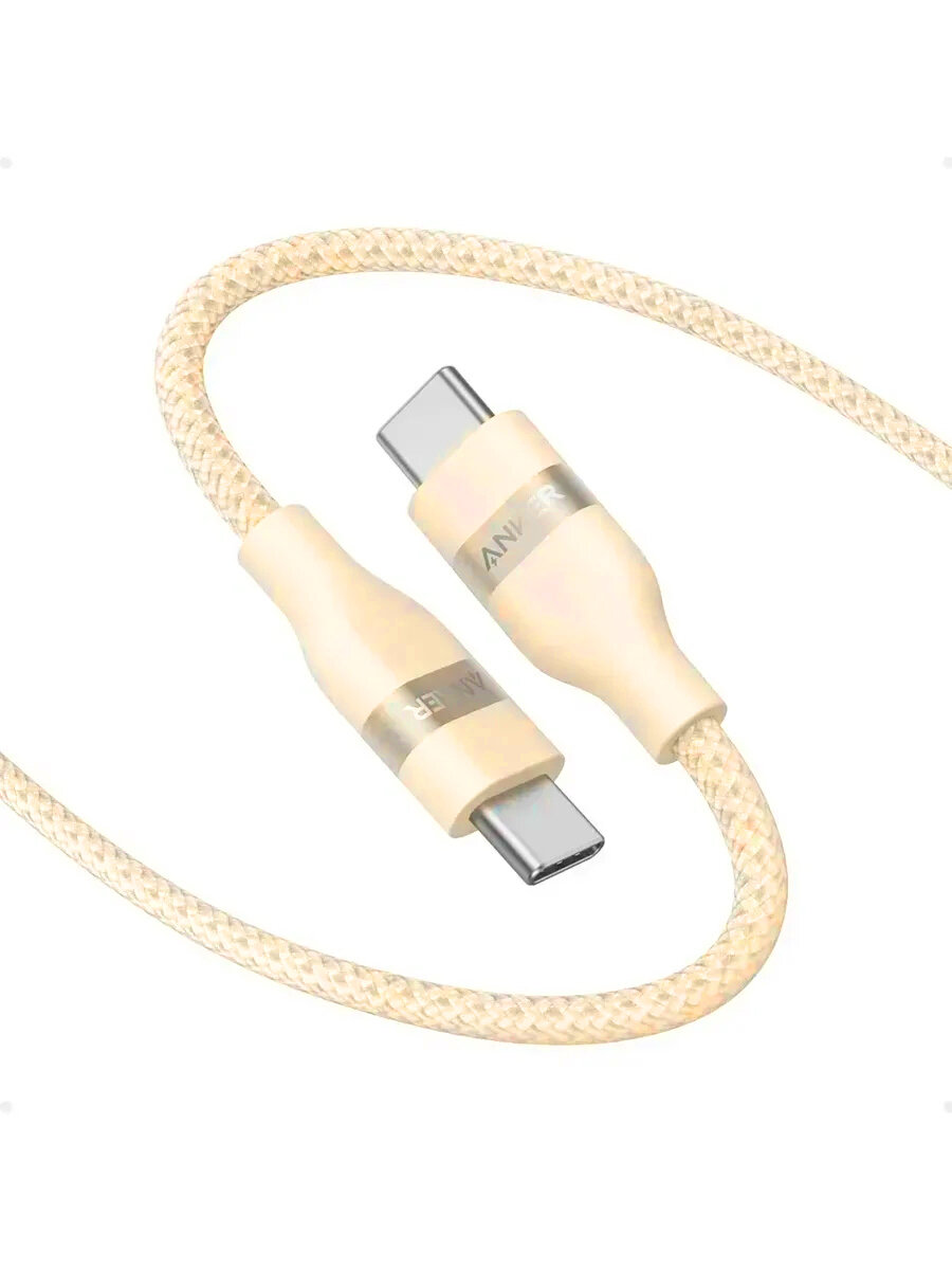 Anker USB Type-C - USB Type-C Cable (240W, Upcycled-Braided) A82E2 1.8 м, золотой, кабель для зарядки