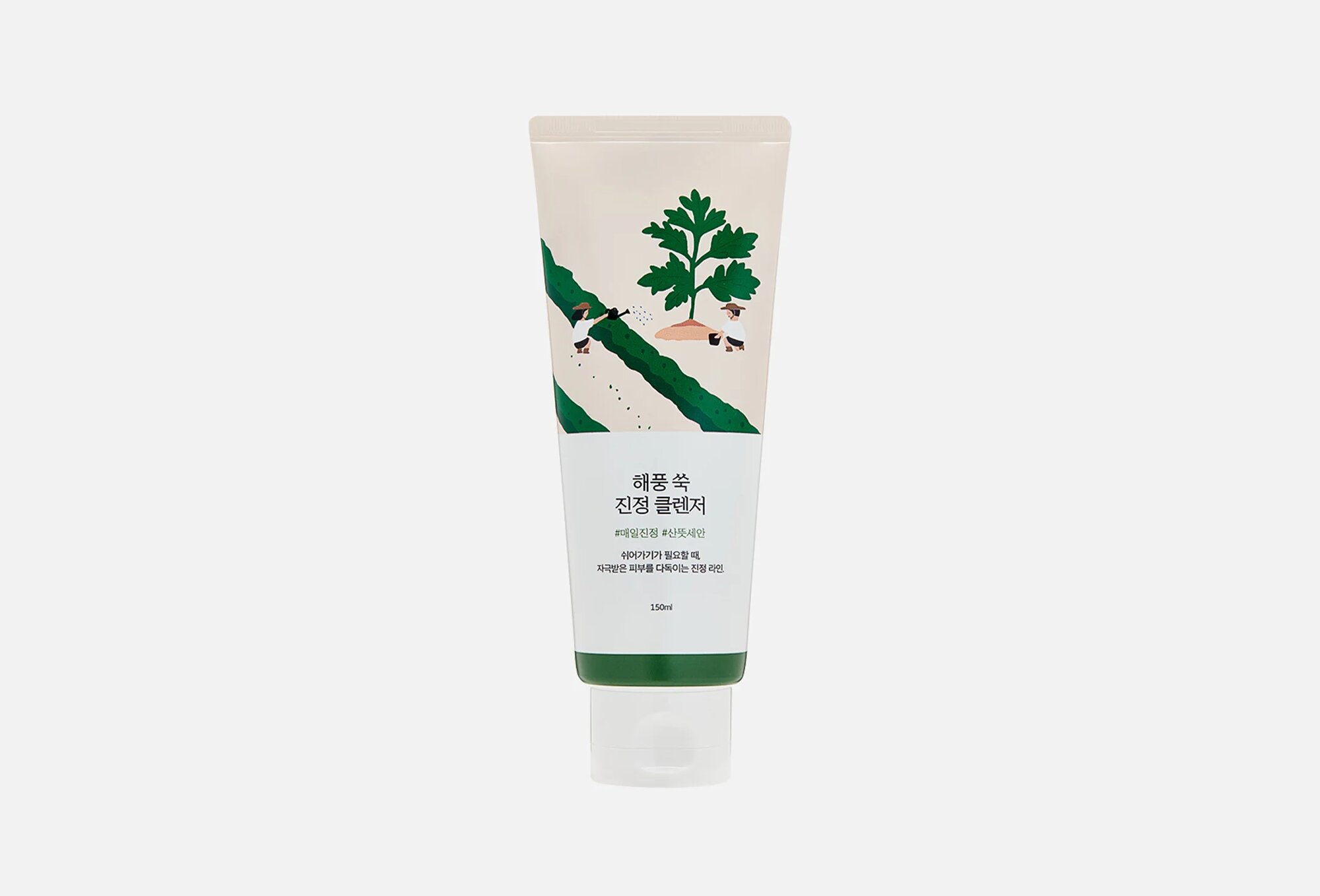 Успокаивающая пенка ROUND LAB Mugwort Calming Cleanser, для умывания лица, 150 мл