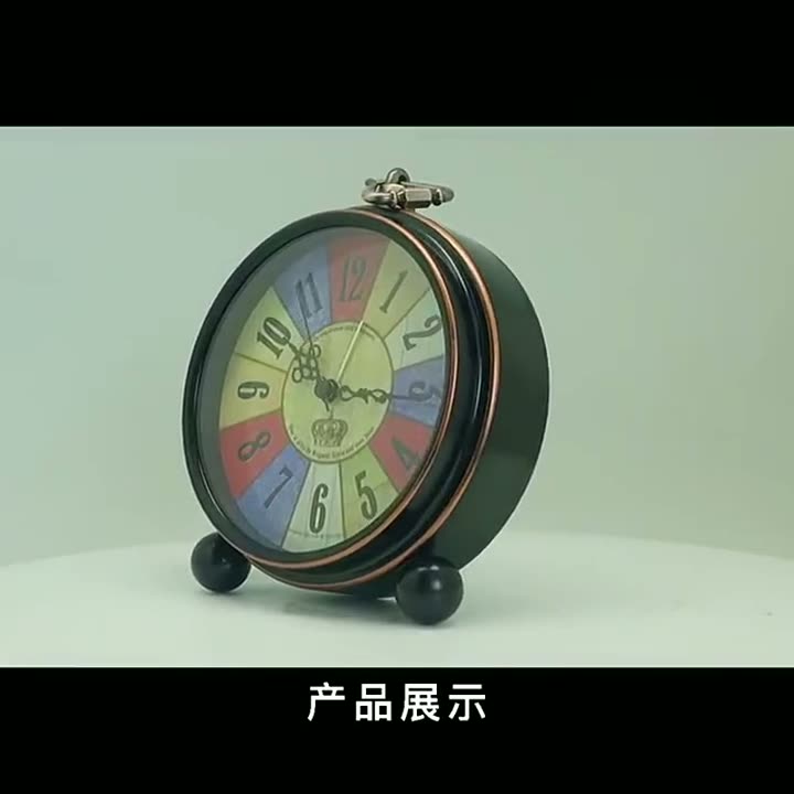 Настольные часы, Ретро, Коричневый, Круглая форма, Будильник, Винтажный стиль — фото 1