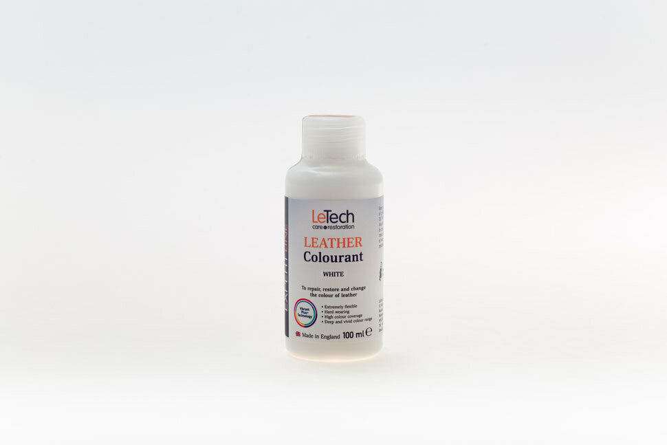 Краска для кожи, для кожи автомобиля, для обуви, для одежды, белый, LeTech (Leather Colourant) White 100 ml