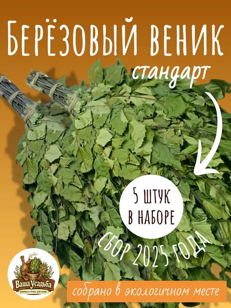 Веник для бани Березовый, 5 шт.