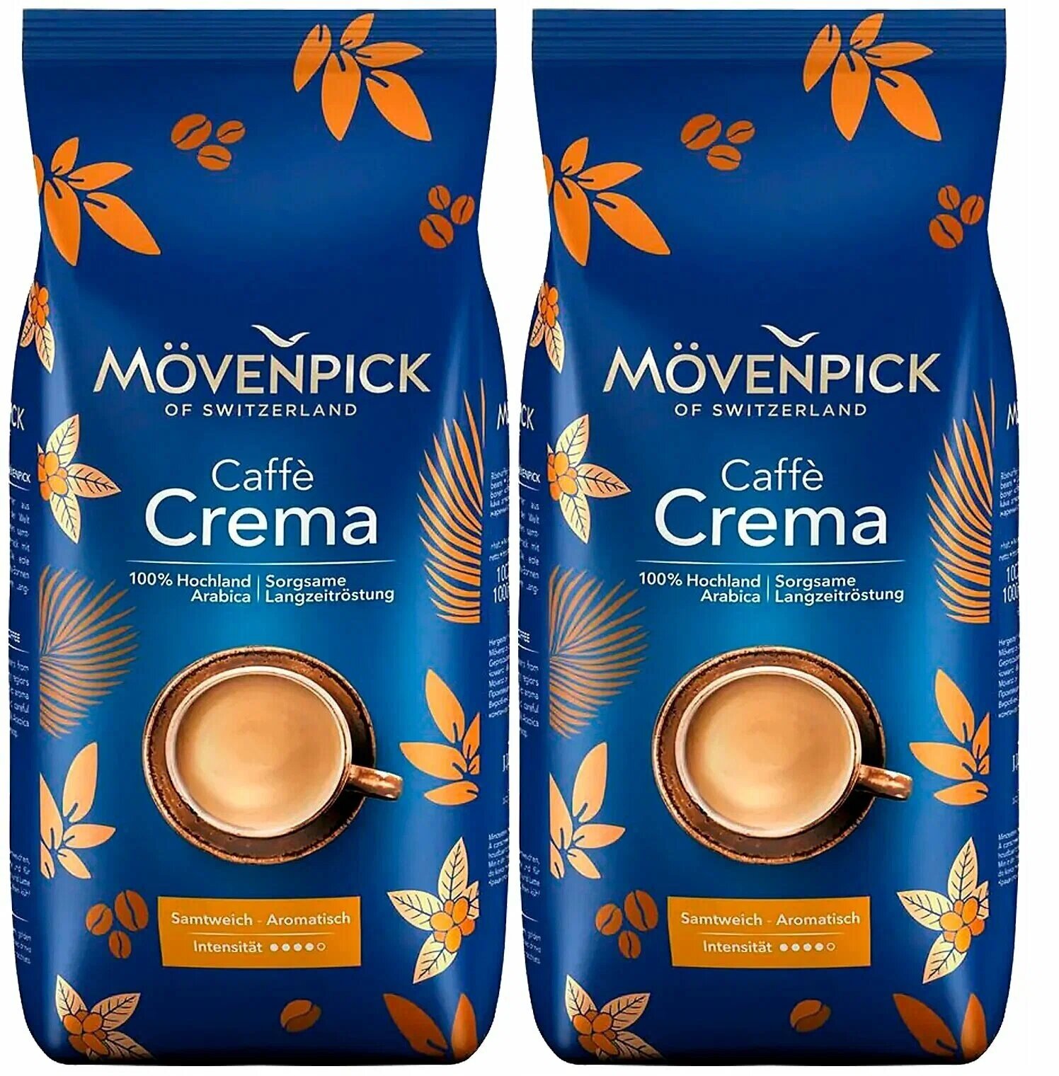 Кофе в зернах Movenpick Caffe Crema, 1000 гр. набор из 2 упаковок по 500гр