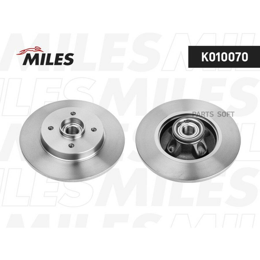 Диск тормозной CITROEN C4/PEUGEOT 308/PARTNER 06- зад. (с подш.) с АБС без гайки и колп. MILES K010070