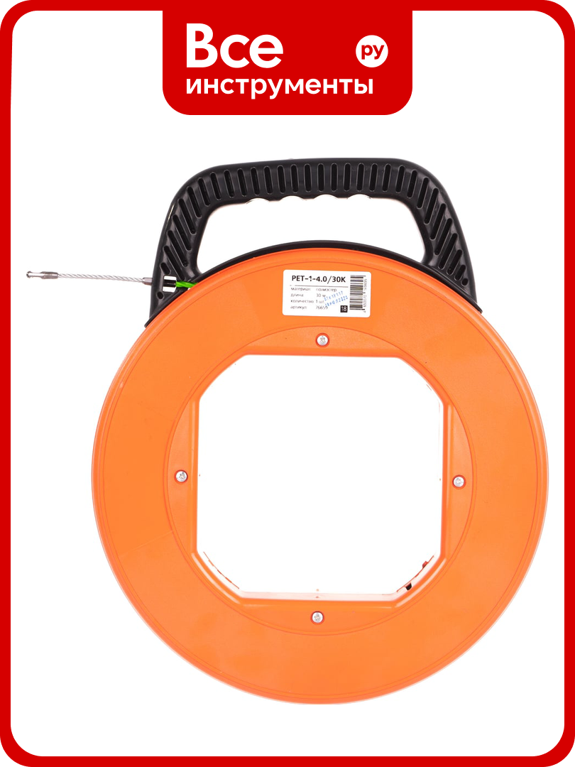 Протяжка из полиэстера FORTISFLEX PET-1-4.0/30K 76659, корпусный тип, ярко‑оранжевого цвета, полиэстерный материал