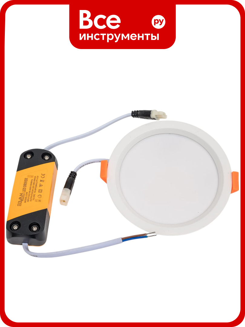Светильник Elvan светодиодный встраиваемый VLS-2821R-12W-WW круглый корпус из металла с белым плафоном теплый свет