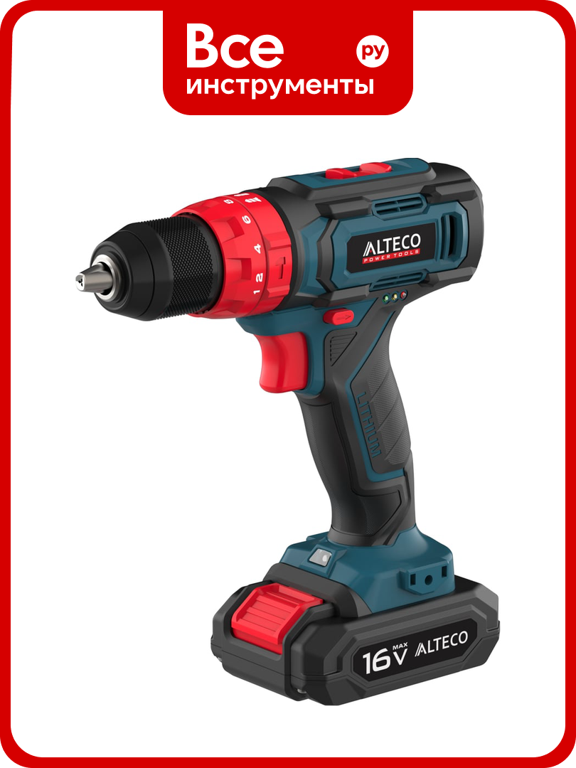 Аккумуляторная ударная дрель шуруповерт ALTECO CID 16-28 71395