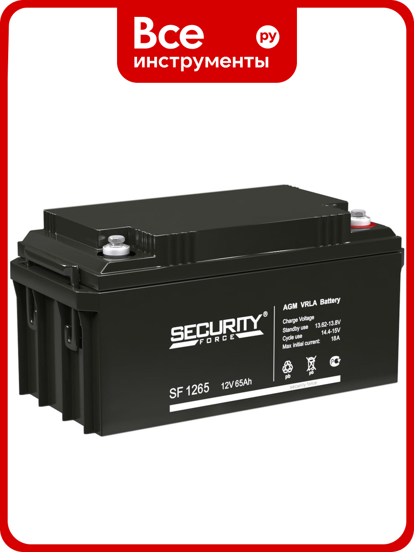 Батарея аккумуляторная Security Force SF 1265, пластиковый обратная полярность с болтовыми клеммами технология