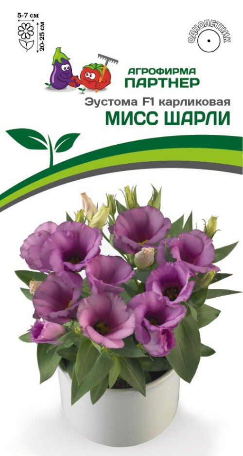 Семена эустомы партнер Мисс Шарли, карликовая, ширококолокольчатая, 5 шт