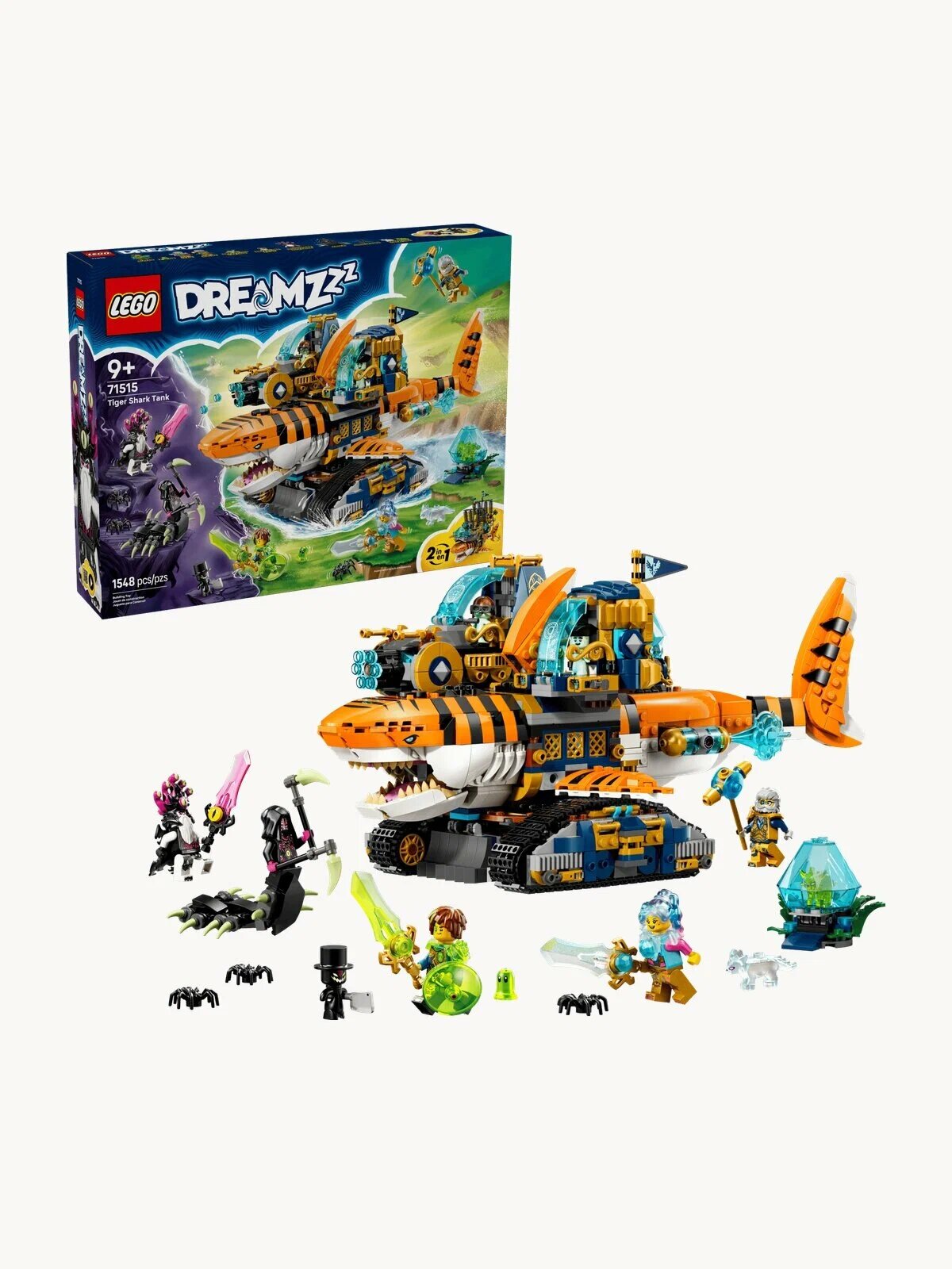 Конструктор LEGO LEGO® DREAMZzz™ ,71515(N) "Тигровый акулий танк", 1548 дет.