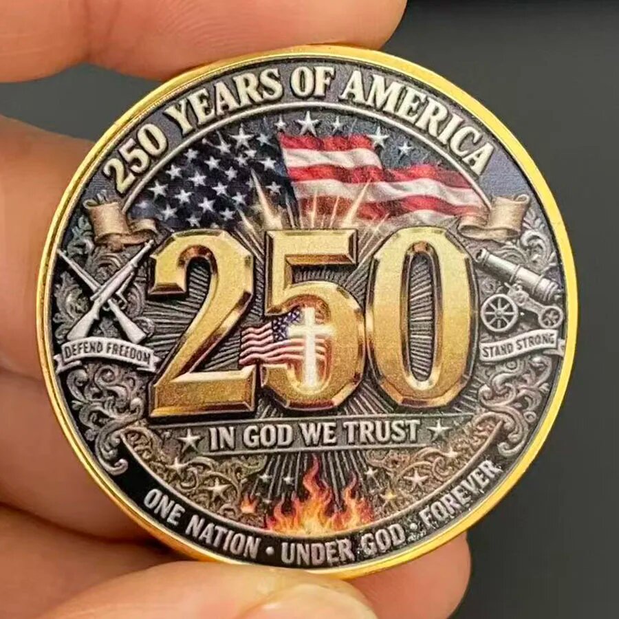 Юбилейная монета "250 лет Америки" с флагом