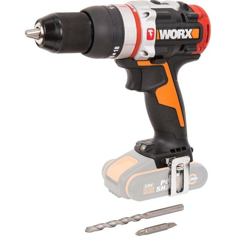 Дрель-шуруповерт аккумуляторная WORX WX354.9 ударная, 20В, 60Нм, бесщеточная, без АКБ и ЗУ