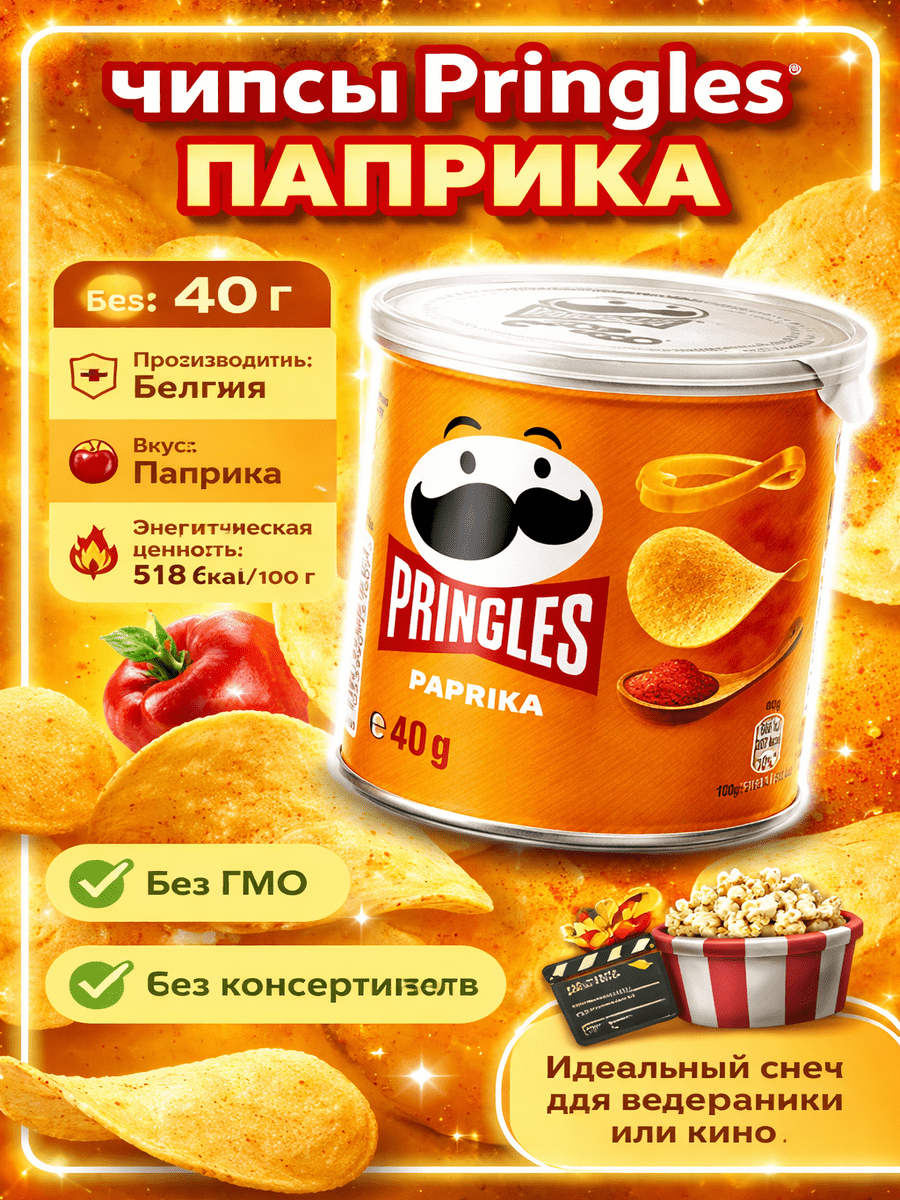 Чипсы Pringles Паприка, 40г