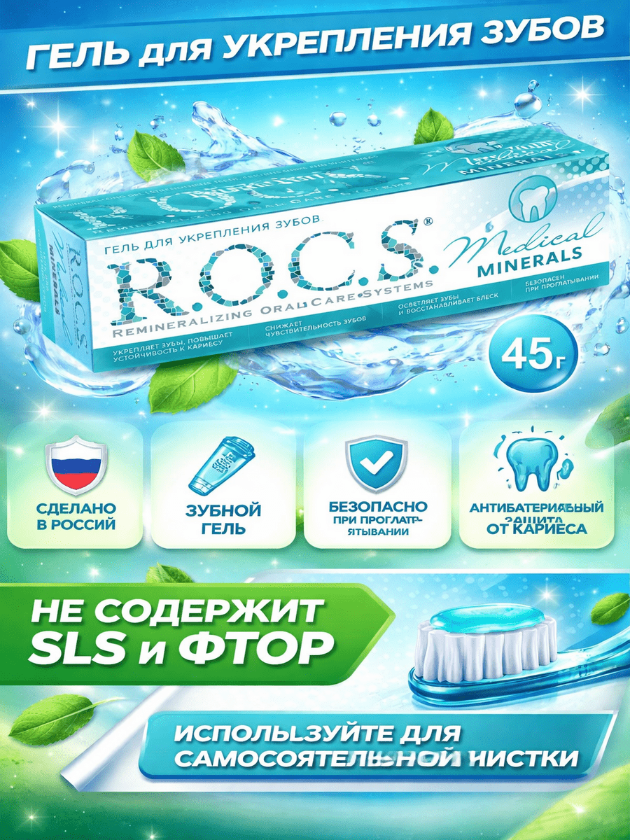 Гель для укрепления зубов R.O.C.S. Medical Minerals, 45г