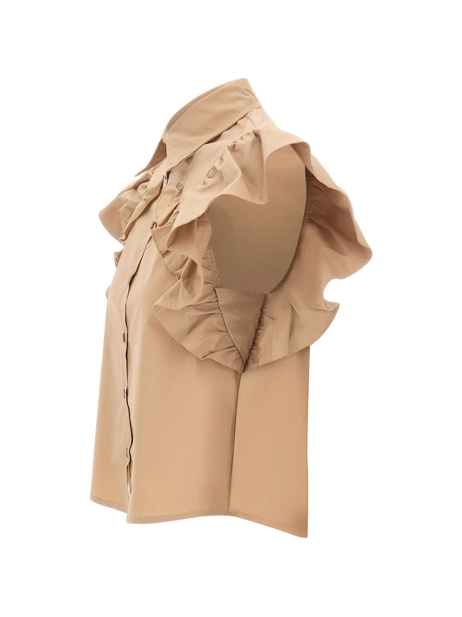 Рубашка KAOS Ruffled cropped shirt, размер 42, brown — фото 1