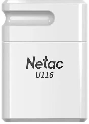 Флешка USB Netac U116 mini (NT03U116N-016G-32WH), 16Gb, USB 3.2, R/W 90/30, белый