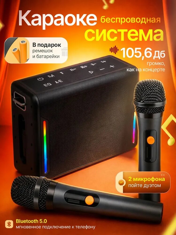 Караоке система с двумя микрофонами черная 160 Вт VR Pro