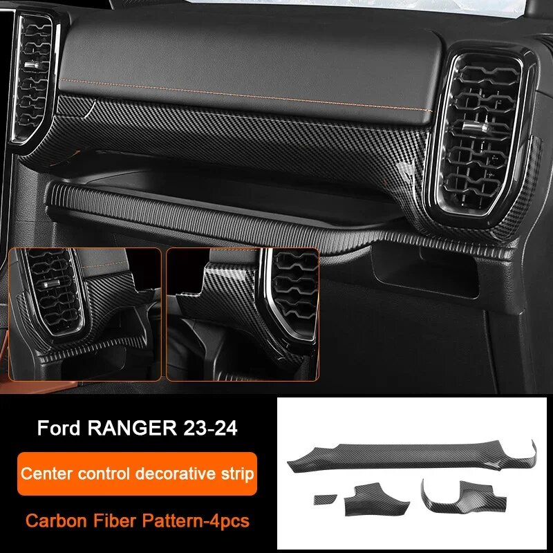 Аксессуары для улучшения интерьера из углеродного волокна для Ford Ranger Center Control Strip