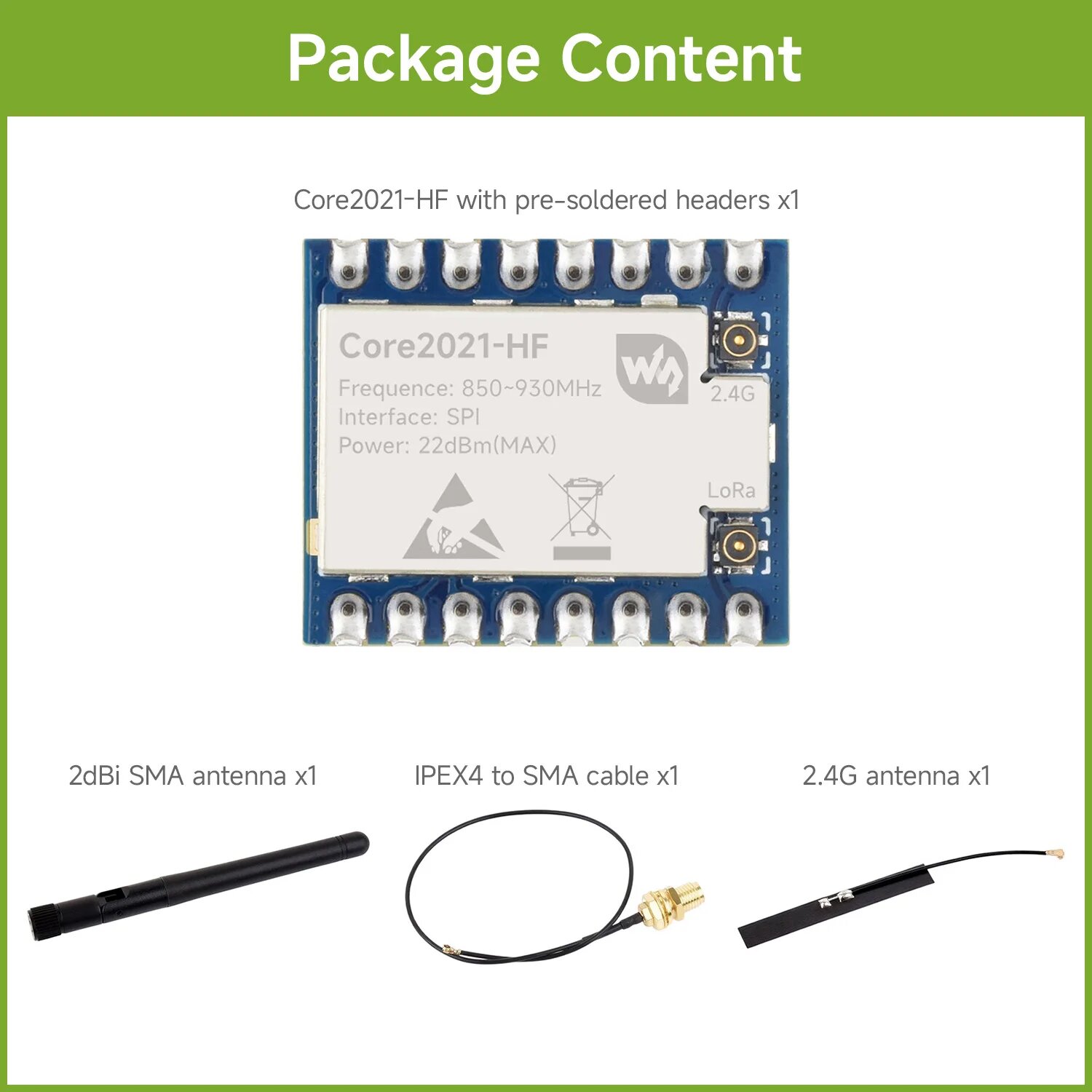 Waveshare Core2021-LF/HF Модуль LoRa Core2021-HF-M