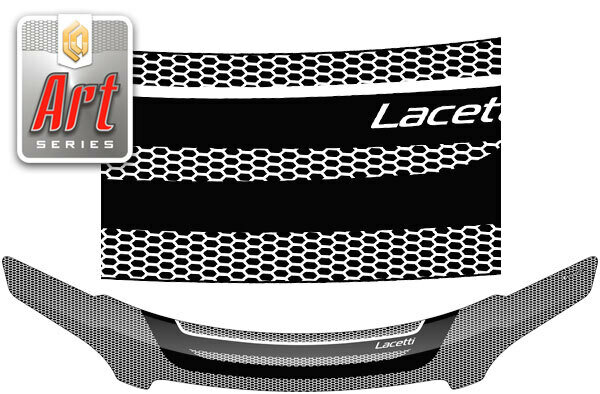 Дефлектор капота для Chevrolet Lacetti универсал 2004-н. в. Серия Art черная