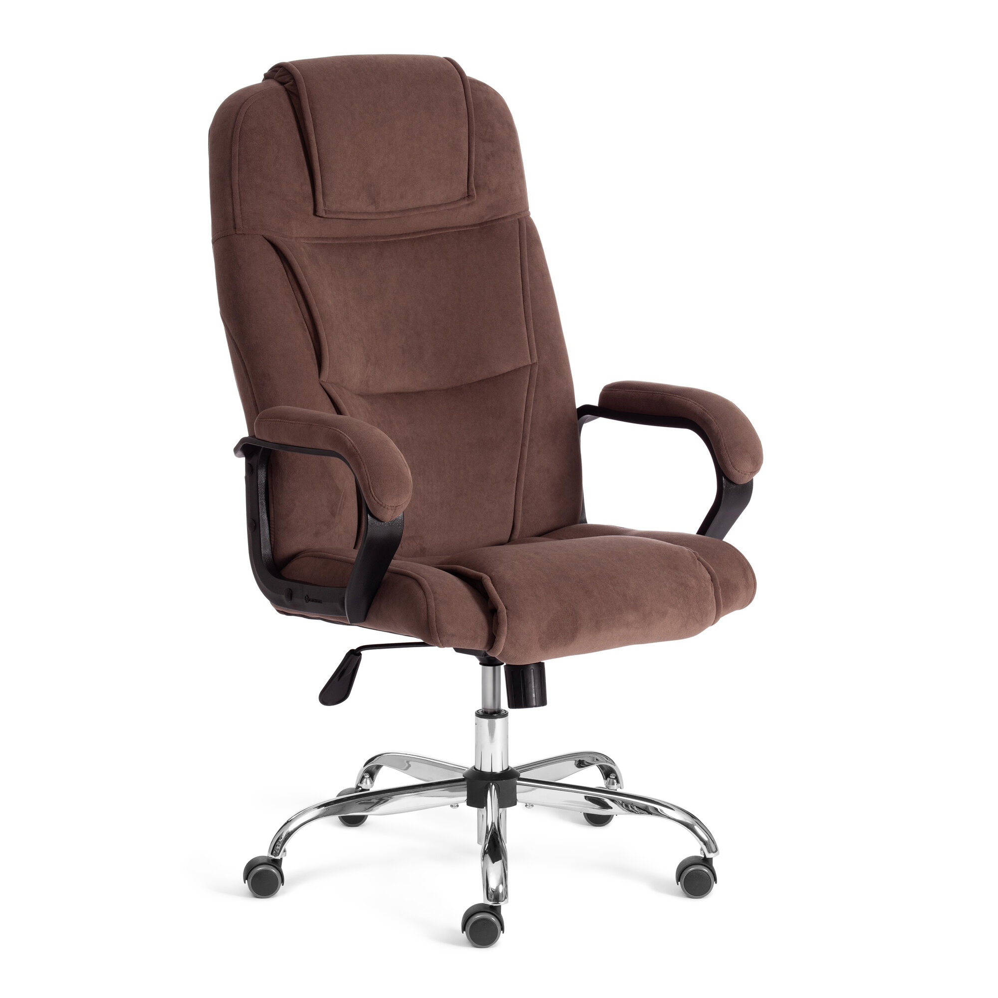 Кресло компьютерное TetChair, обивка флок, коричневое, регулировка высоты и наклона, мягкие подлокотники