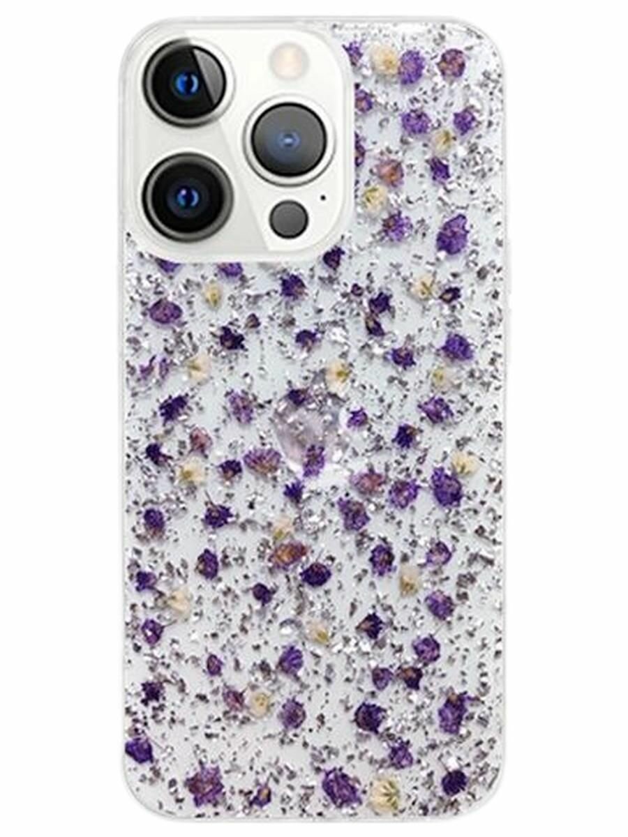 Чехол K-DOO Flowers iPhone 13 Pro, фиолетовый
