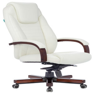 Кресло руководителя Бюрократ T-9923WALNUT слоновая кость кожа крестов. металл/дерево