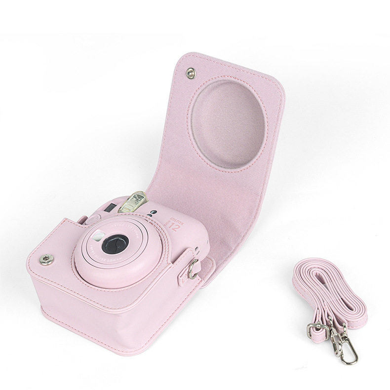 Сумка-футляр-чехол MyPads 2 в 1 для фотоаппарата Fujifilm Instax Mini 12, из импортной искусственной кожи, розовая