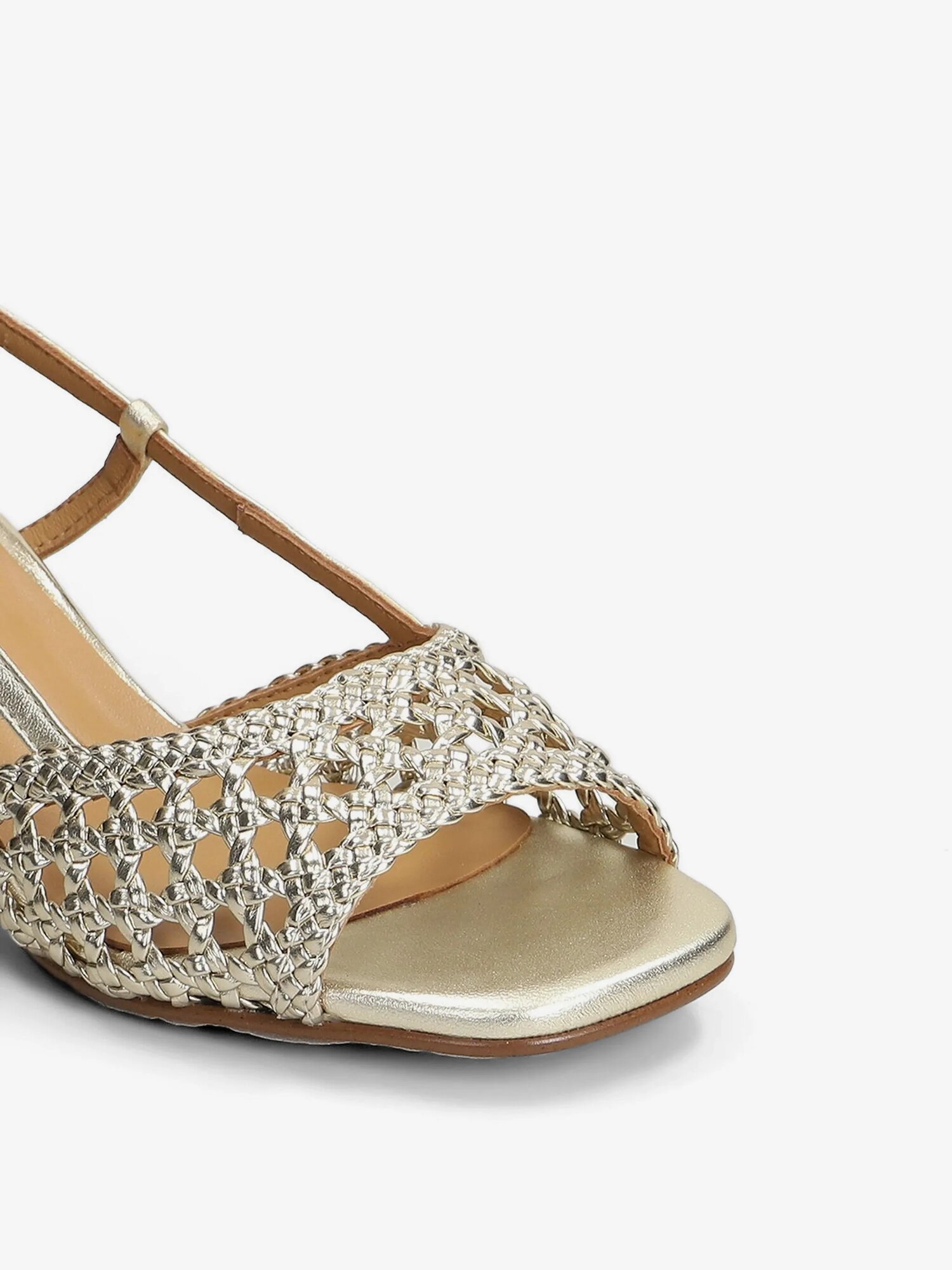 Сандалии Pedro Miralles Woven slingback heeled sandals, размер 41, золотистый — фото 1