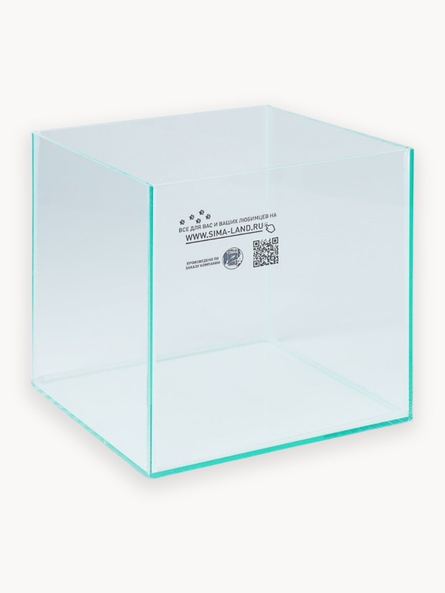 Аквариум "Куб" без покровного стекла, 16 литров, 25 х 25 х 25 см, бесцветный шов