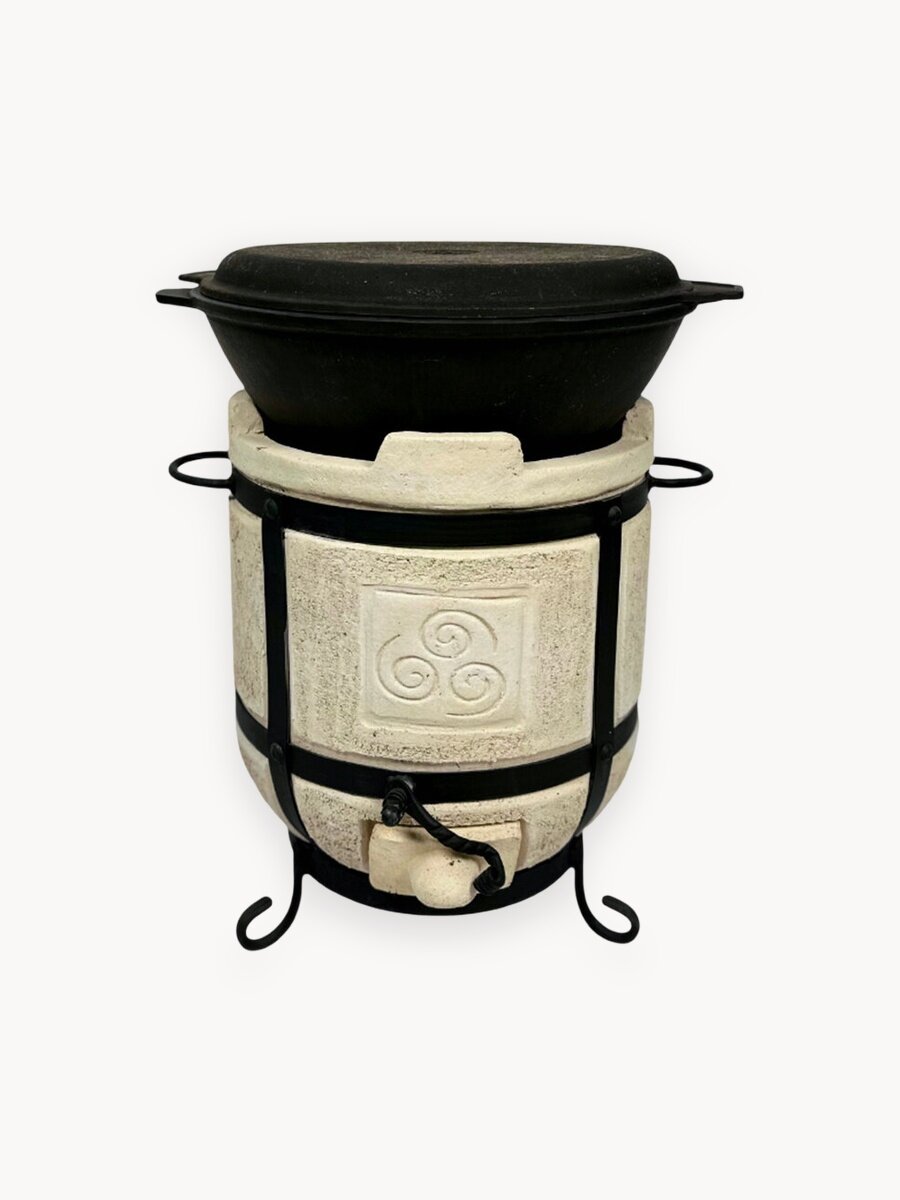 Тандыр Привал малый с коробкой для копчения в комплекте, шамотная глина