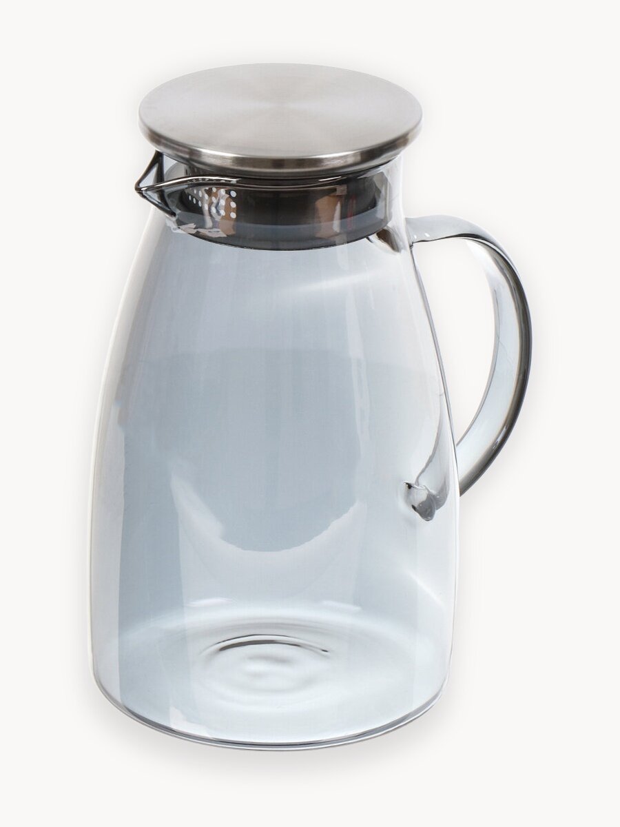 Кувшин из боросиликатного стекла 1.5 л с крышкой Графит, для воды и напитков, посудомоечная машина