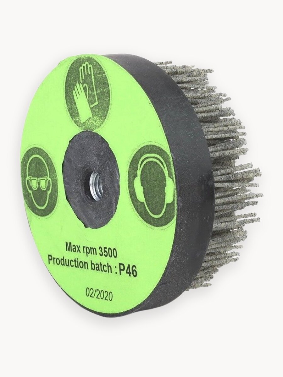 Нейлоновая щетка чашка Д120 P46 ворс полимер абразив по дереву на УПМ УШМ (болгарка) для браширования, шлифовки стен из бревна, бруса, сруба Cazzola (код 3-107)