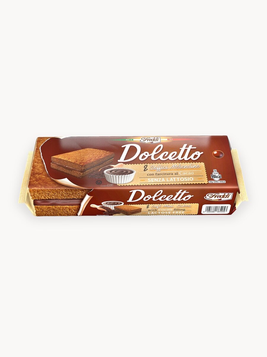 Мини-пирожные FREDDI Dolcetto COCOA с кремовой шоколадной начинкой, без лактозы, 8 шт, 200г