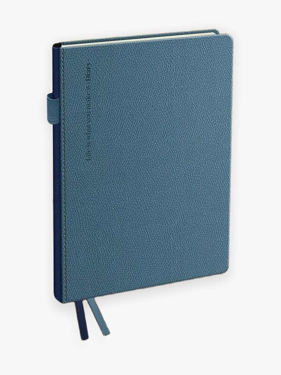 Ежедневник недатированный, А5, 136л, твердый переплет, кожзам, BG "Palm. Steel blue", голубой