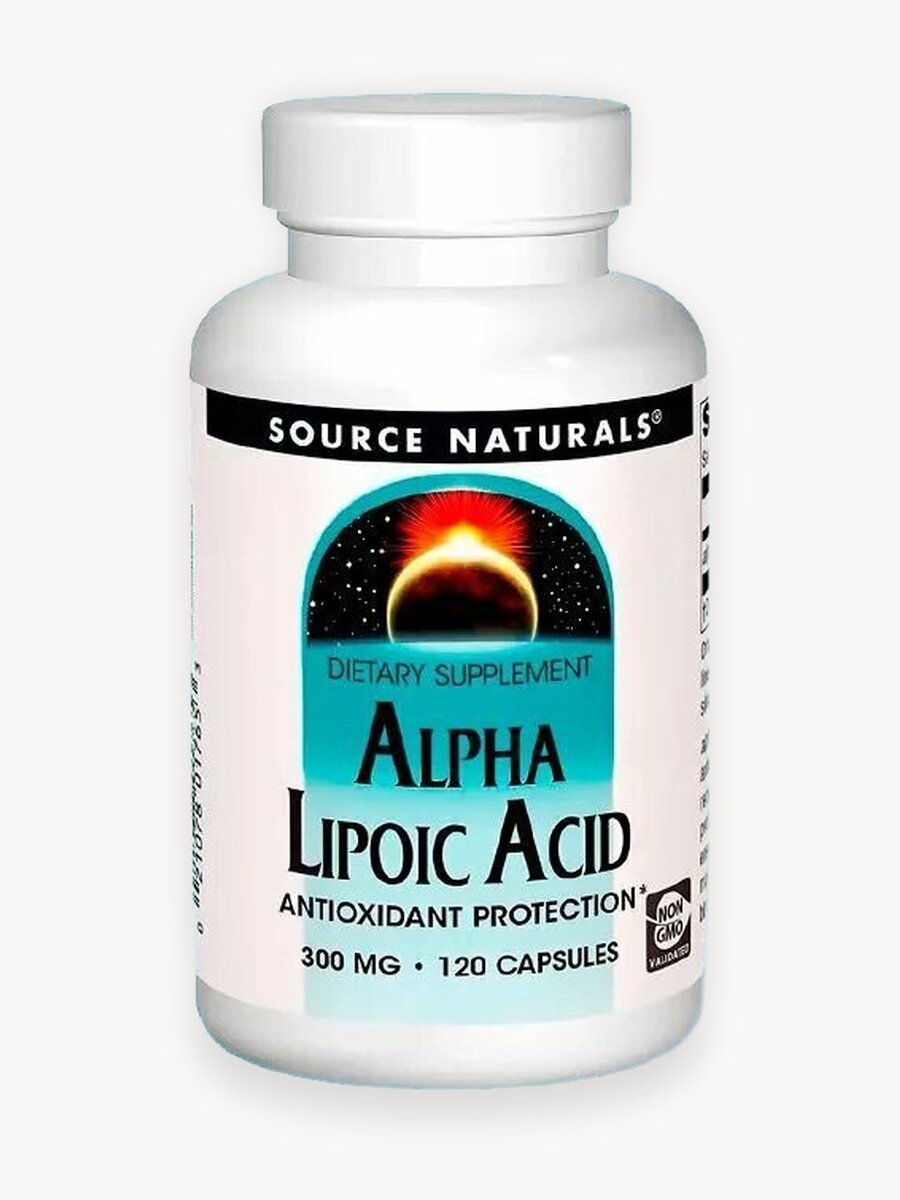 Source Naturals "Альфа липоевая кислота", 120 капс, для похудения, антиоксидант