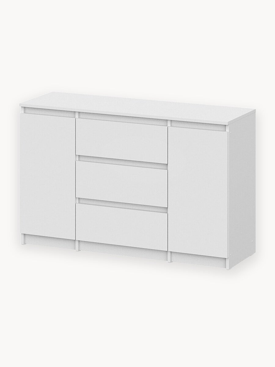 Комод ARNIKA, для одежды, 3 ящика, белый, ЛДСП, 120x39x75 см