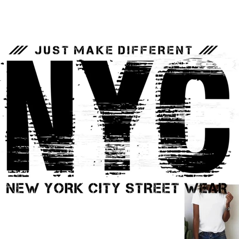 Термонаклейка NYC белая 27 cm by 27 cm