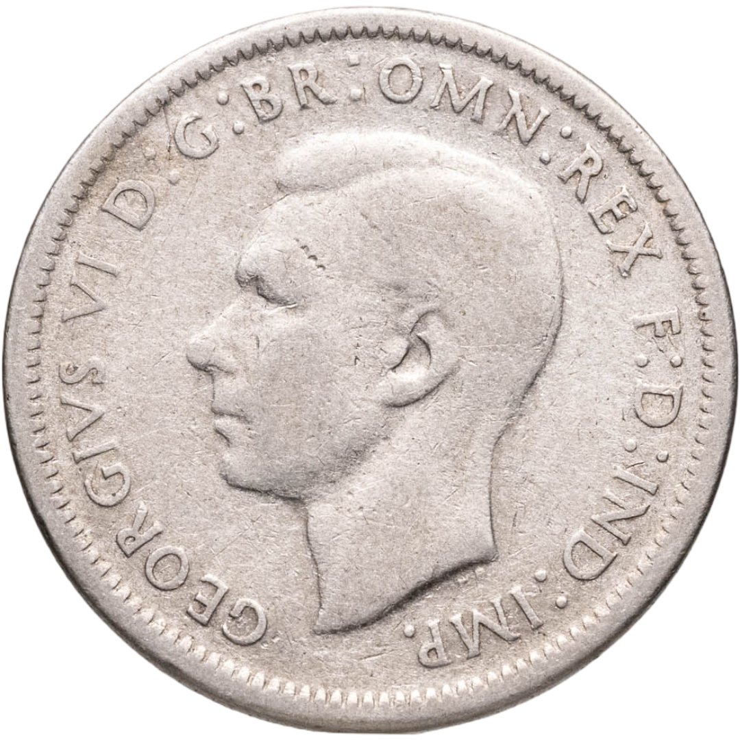 Австралия 1 шиллинг shilling 1946 Точка после "SHILLING" МД Перта, Серебро 500, в сохранности VF