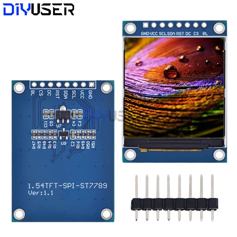 Цветной экран-модуль DIYUSER 1.54 дюйма 240x240 SPI ST7789 для Raspberry Pi STM32