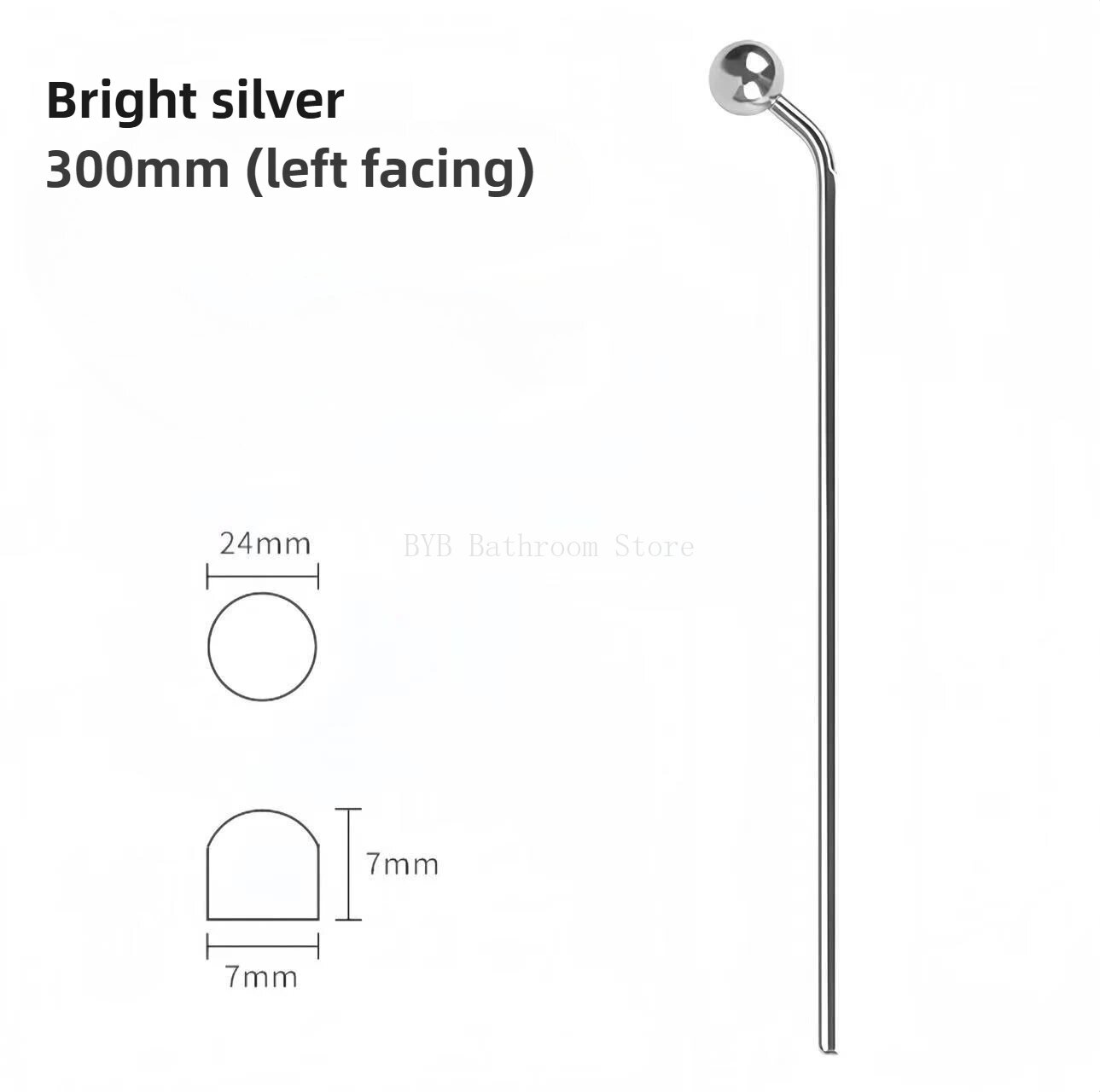 Ручка для душа Bright Silver 300mm Left