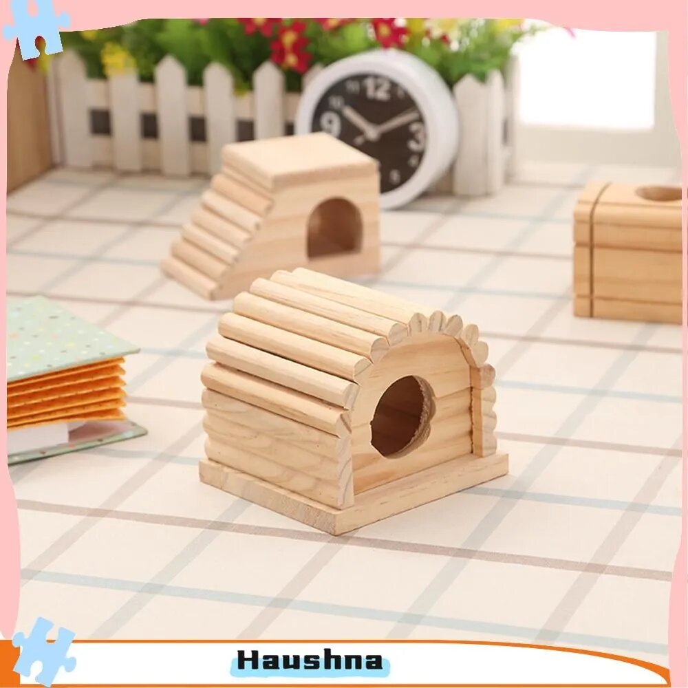 Домик для хомяков, деревянный, натуральное дерево, для игр и отдыха домашних животных