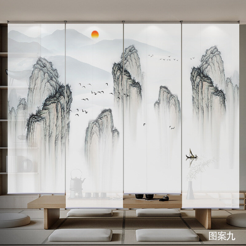 Новая перегородка в китайском стиле, полупрозрачная подвесная штора, электрический интеллектуальный подъемник, декоративная ширма для прихожей гостиной, рулонная штора.